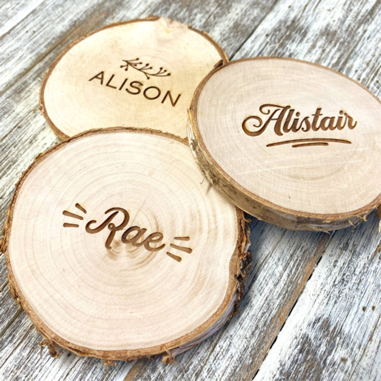 Wooden engraved coasters - oak coasters from oak veneer