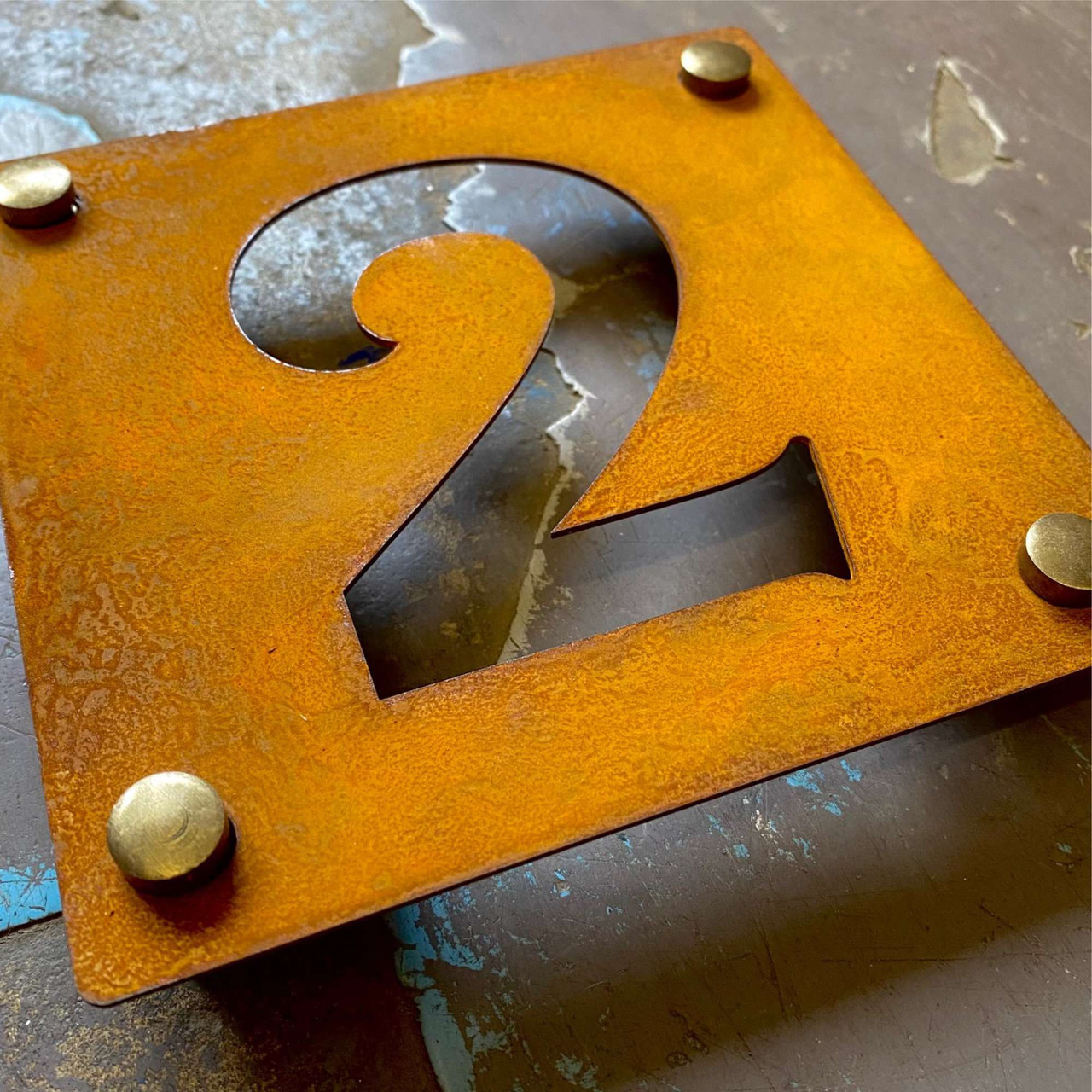 Corten steel house numbers, rusty steel house number signs, weathering ...