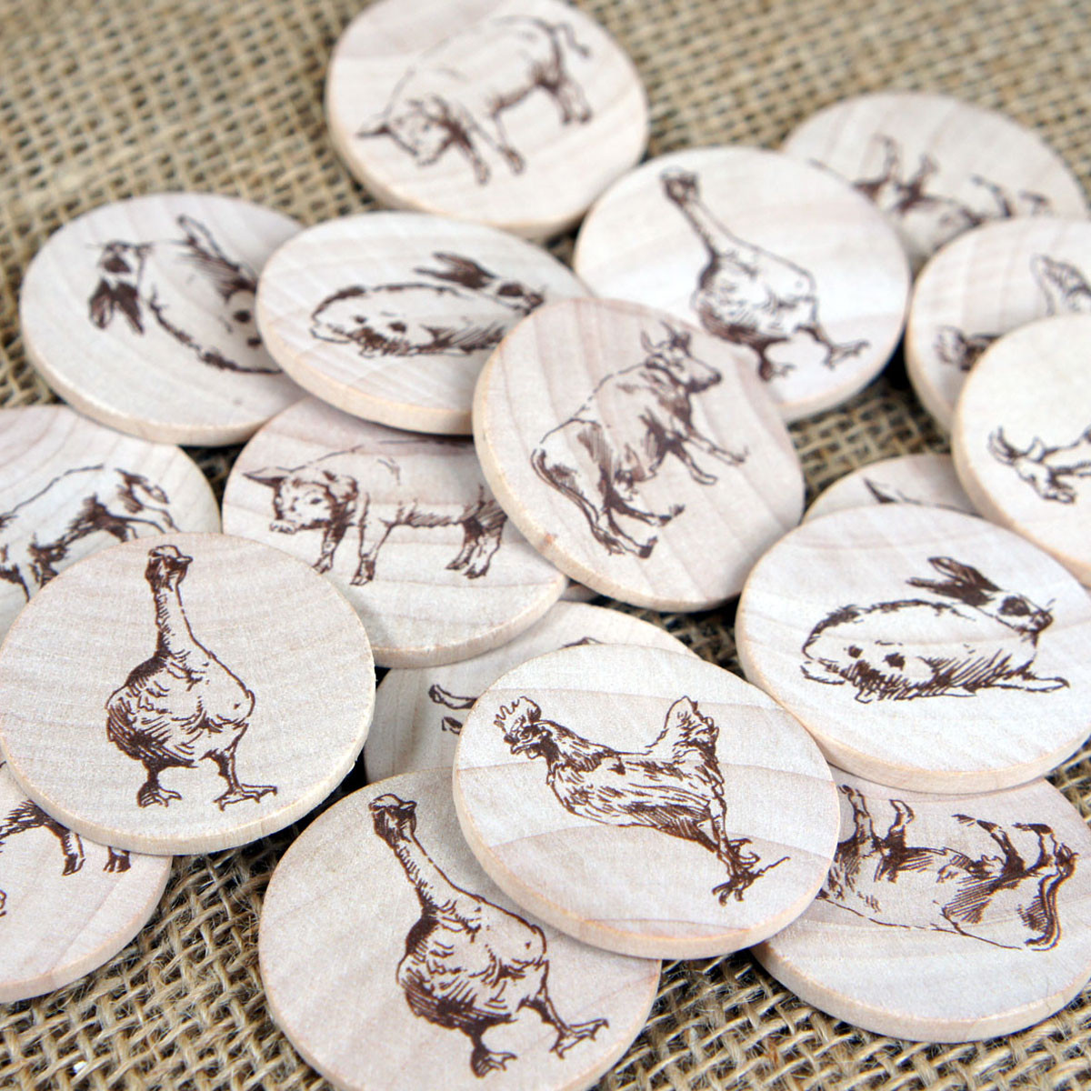 Personalised wooden printed tokens UK, branded & promotional tokens