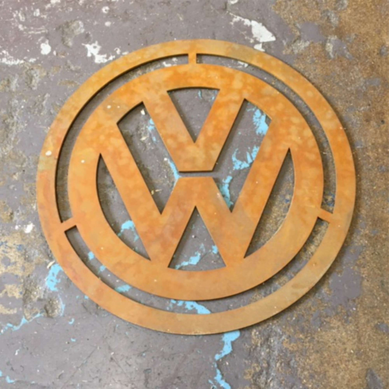 Industrial Look VW Sign, Classic VW logo from Corten steel, Volkswagen ...