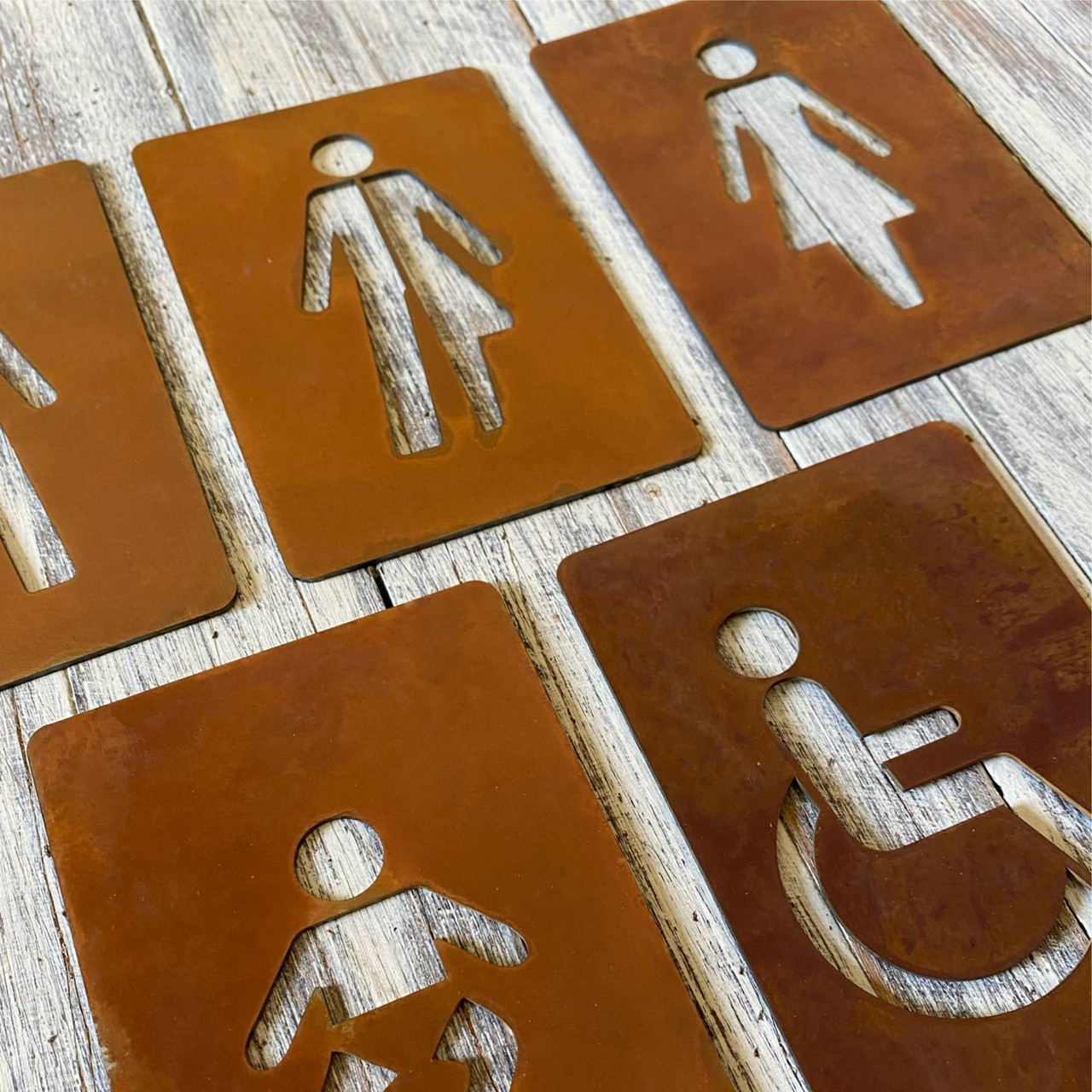 Industrial Look Toilet Baby Changing Sign - rusty steel toilet sign ...