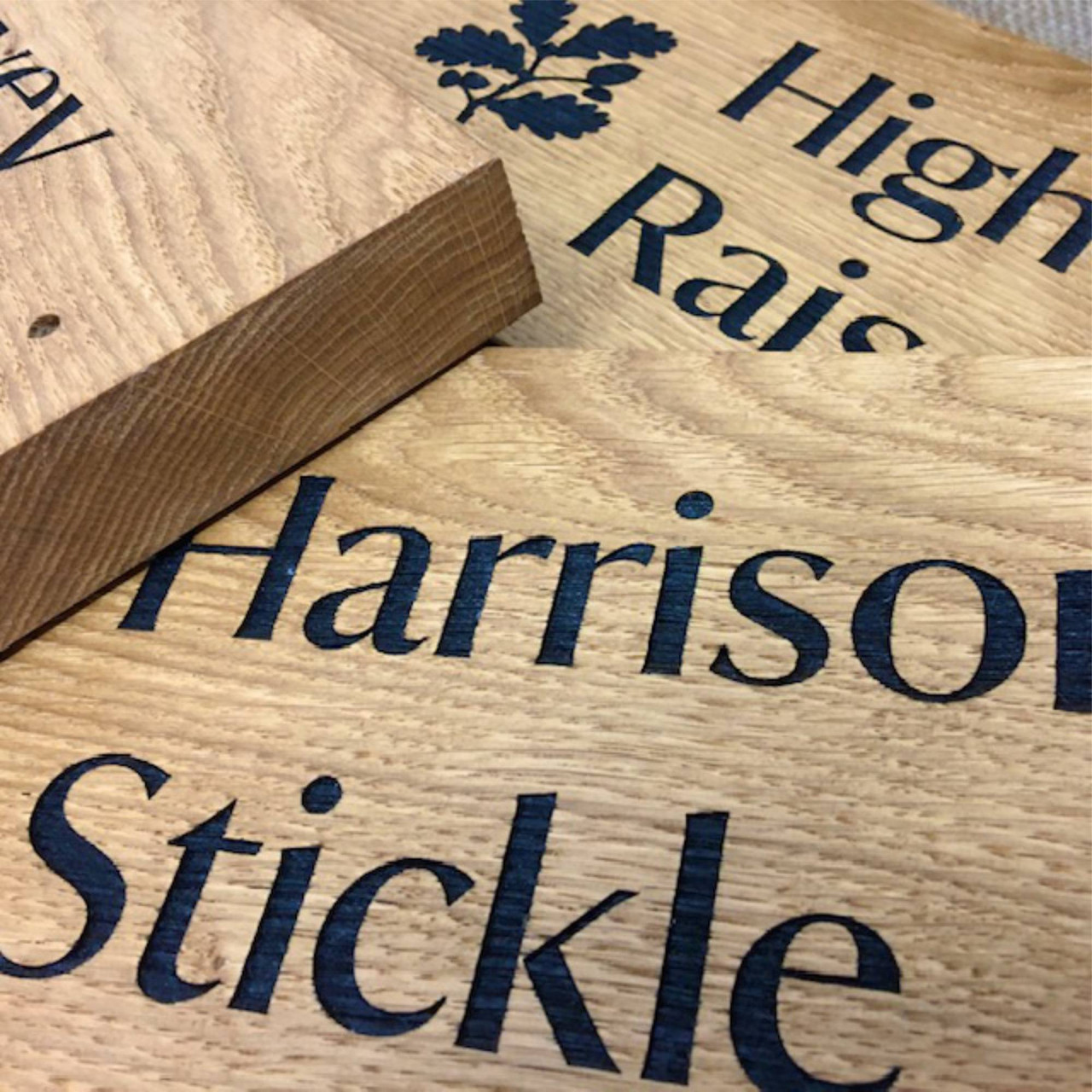 20mm solid oak wood signs - with personalised engraving