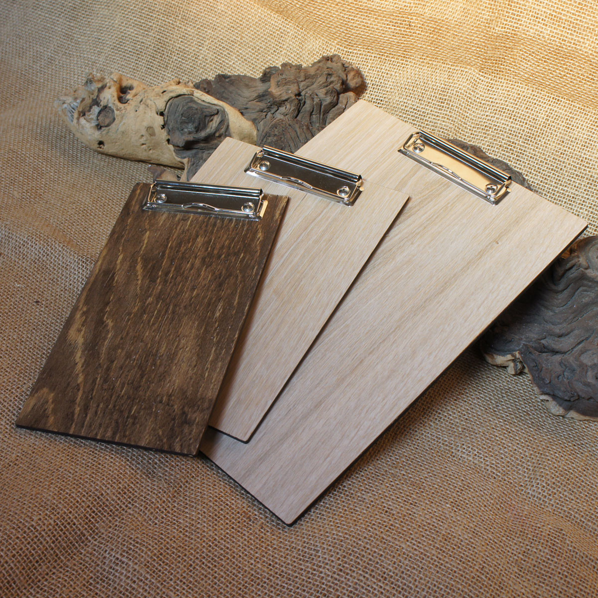 Personalised engraved wooden clipboard bill presenter with removeable clip