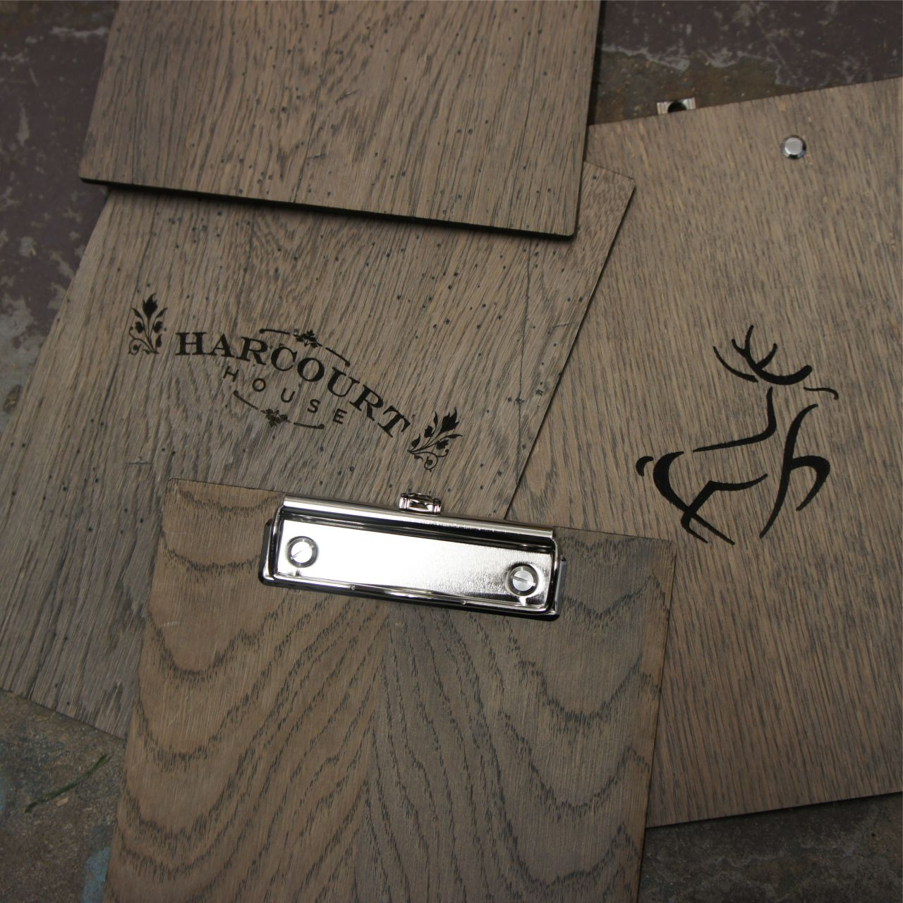 Personalised engraved wooden clipboard bill presenter with removeable clip