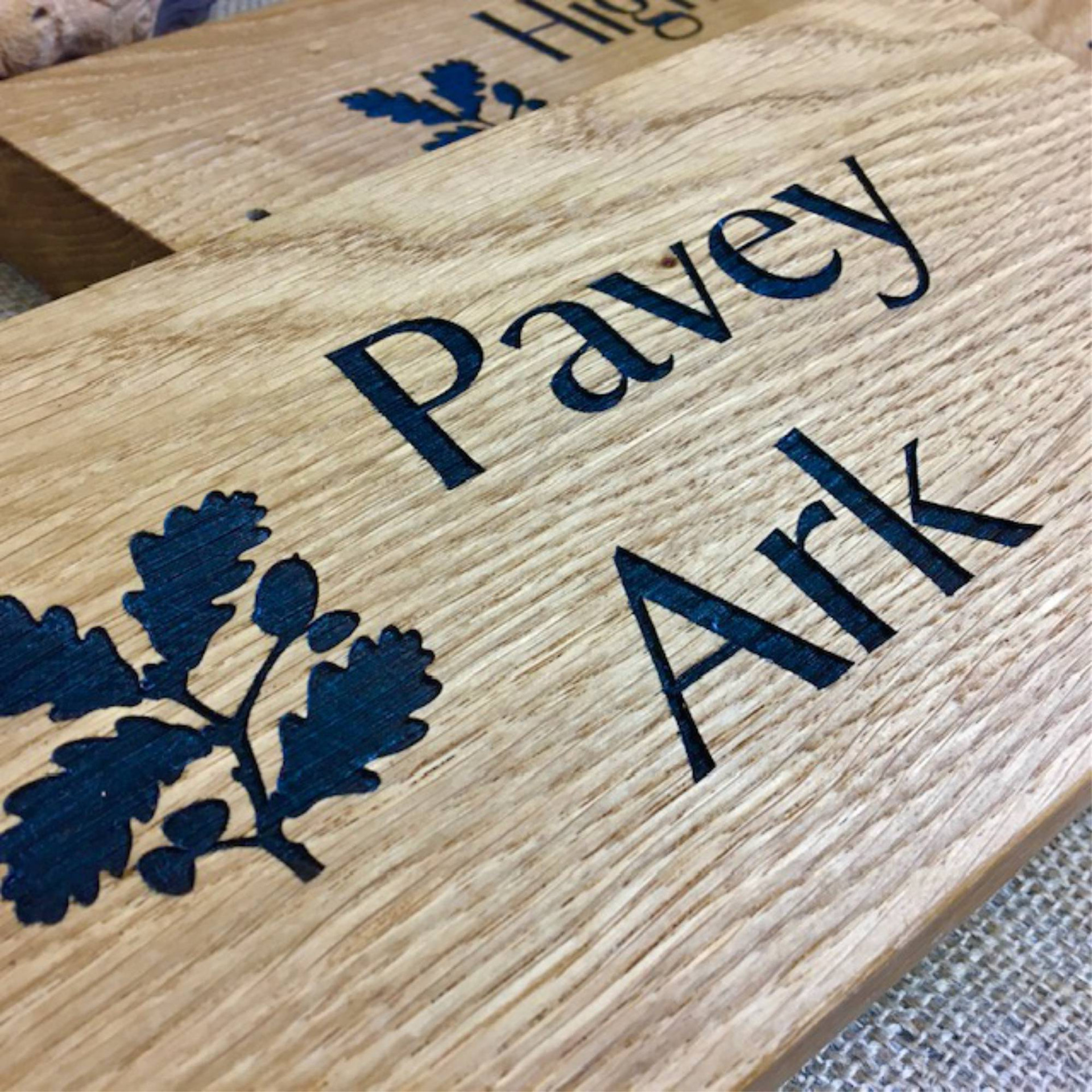 Heavy duty solid oak wood signs - with personalised engraving - 32mm ...