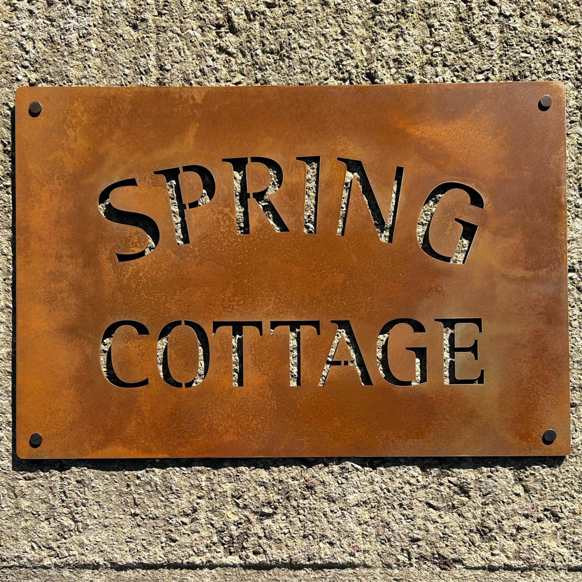Corten steel house signs, Celtic Garamond, rusty steel house signs ...