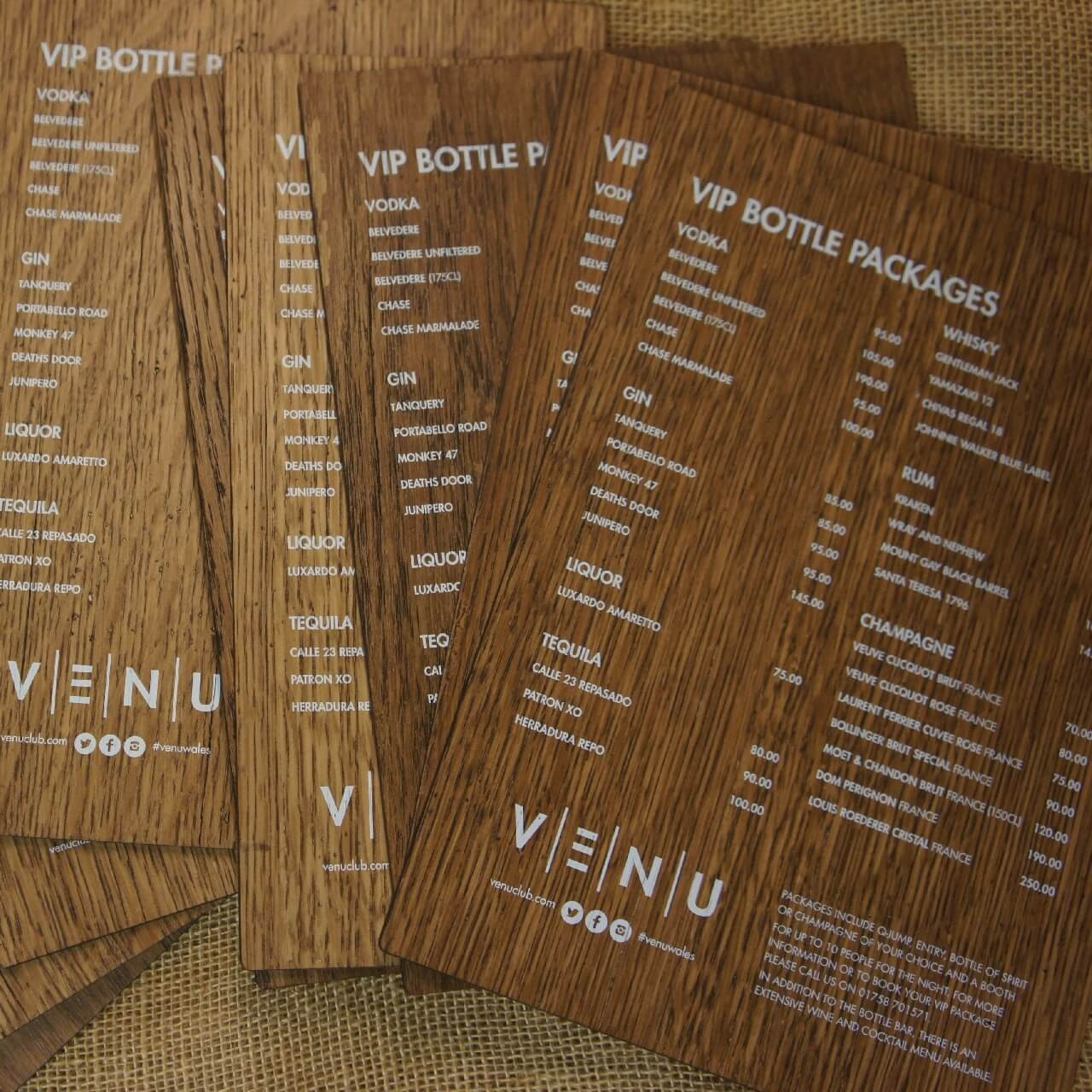 Hospitality - Wooden Hospitality Items - Wooden Menus - Cam Graphic