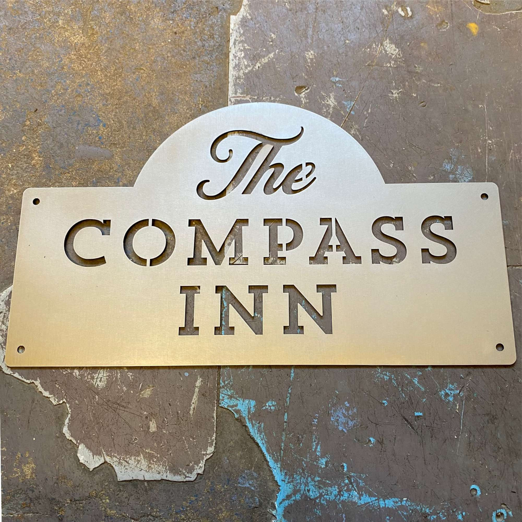 Industrial Look Stainless Steel Business Signs - laser cut steel signs ...