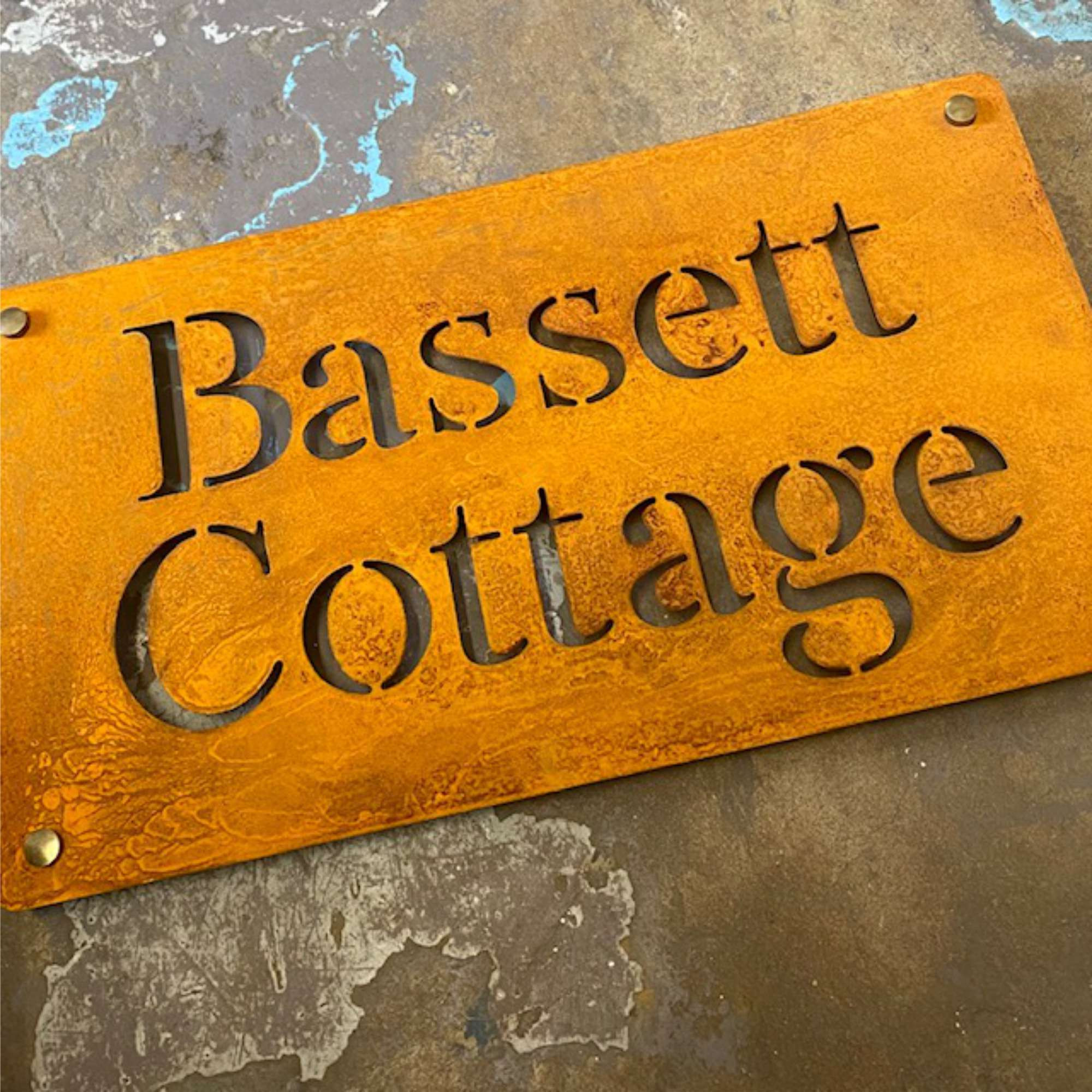 Corten steel house signs, rusty steel house signs, weathering steel ...