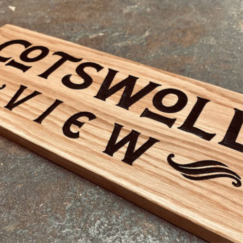 Solid oak distressed wood house signs - engraved 19mm thick oak house signs