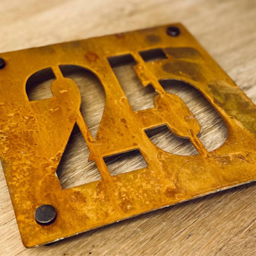Corten steel house numbers, rusty steel house number signs, weathering ...
