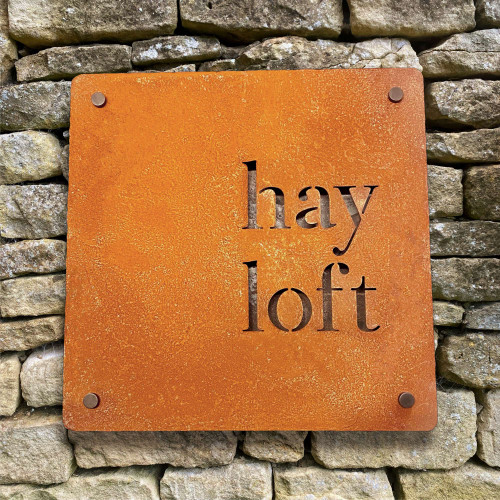 Corten steel house signs, square rusty steel house signs, weathering ...