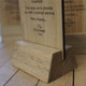 Cam Graphic: engraved wooden self standing sign