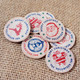 Personalised wooden printed tokens UK, branded & promotional tokens