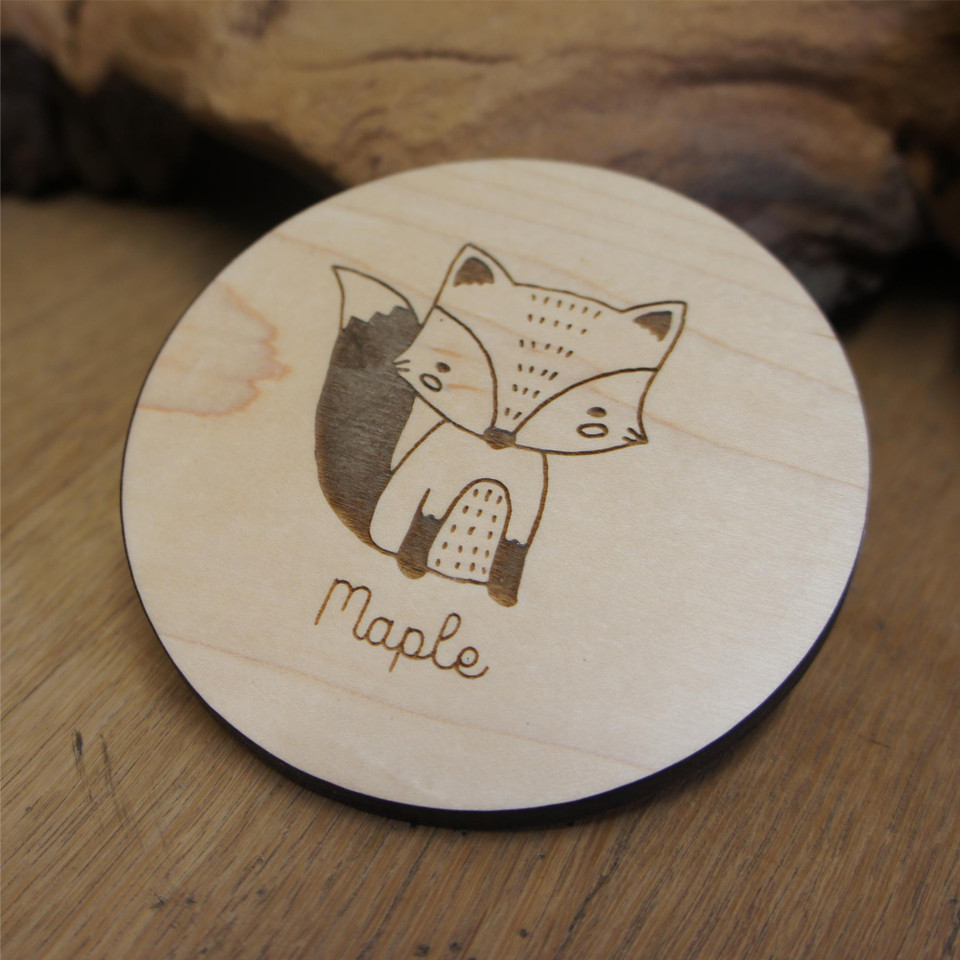 Wooden engraved coasters - oak coasters from oak veneer