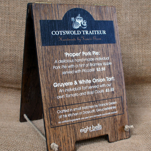 Cam Graphic: small wooden table top A Board with printed graphics