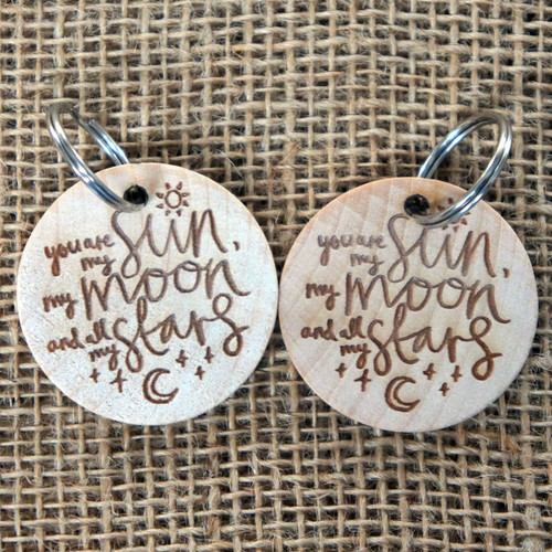 Personalised printed wooden token keyring tokens - 38mm / 45mm diameter ...