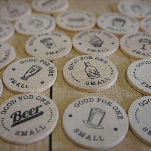 Personalised wooden printed tokens UK with full colour printing