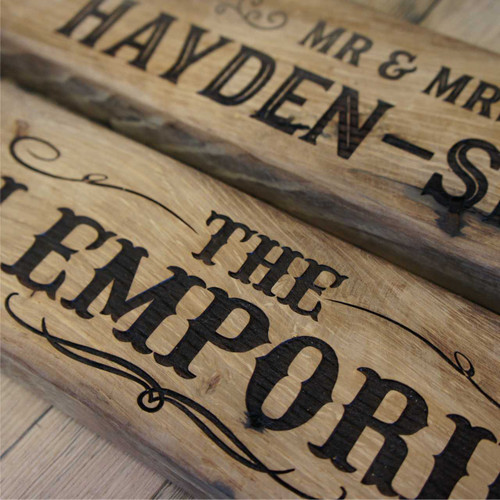 Personalised reclaimed solid oak wooden signs - from old oak beams