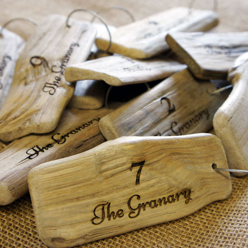 Personalised & engraved medium sized driftwood keyfobs / keyrings UK