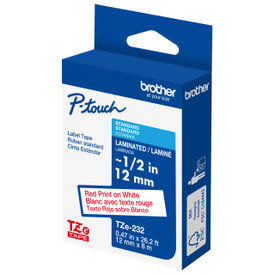Brother TZe232 Label Tape – Red on White, 12mm | Genuine Brother ...