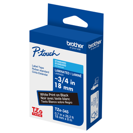 Brother TZe345 Label Tape – White on Black, 18mm | Genuine Brother ...