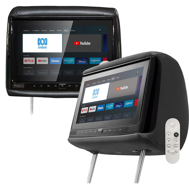 Dual 9" DVD Headrests W/Smart TV (Netflix,Youtube etc)