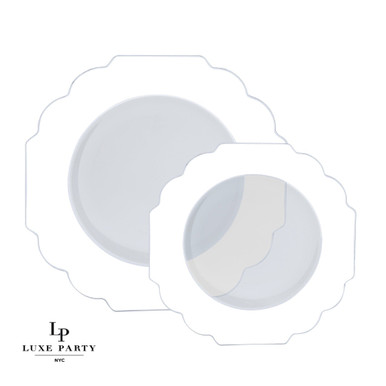 Scalloped Clear Base White Plastic Dinner Plates 10.7" (10 count ...