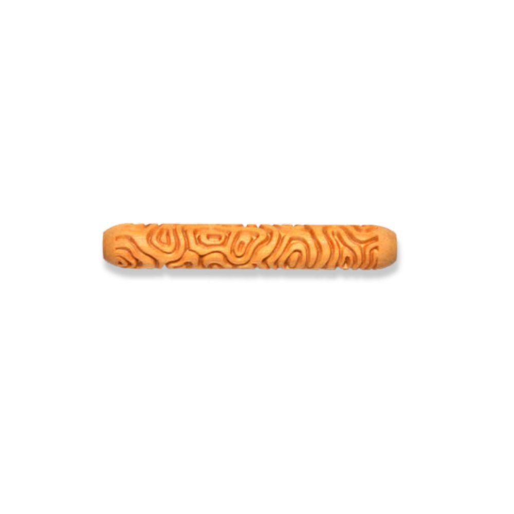 Wooden Texture Hand Roller - Topographic | Texture Rollers | Metal Clay Ltd