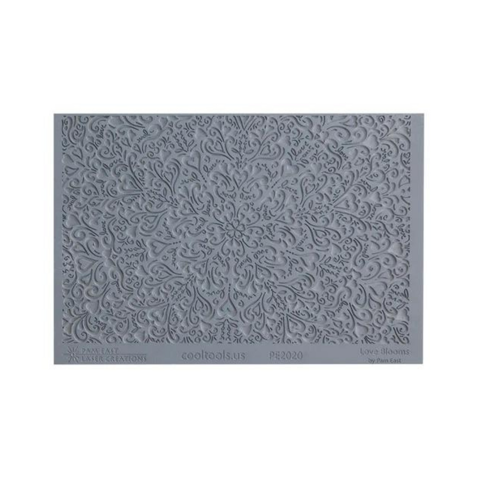 Pam East Texture Mat - Love Blooms | Texture Tile | Metal Clay Ltd