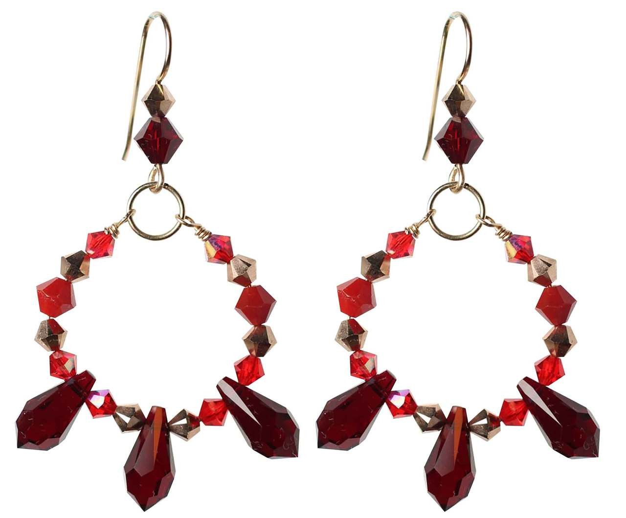 Red teardrop crystal earrings - Valentine's Day jewelry - karen curtis nyc