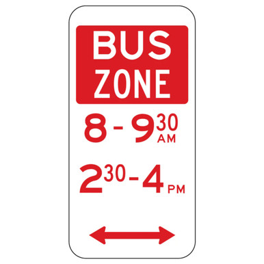 Parking Bus Zone (Dual Arrow) Sign - 225 x 450mm - SAYKA