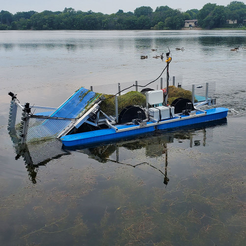 WaterGator: Remote Controlled Aquatic Harvester for Lakes