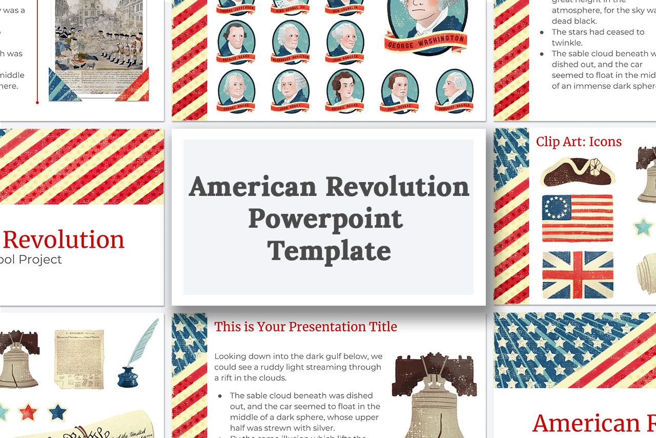 American Revolution PowerPoint Template Theme - School Project Printables