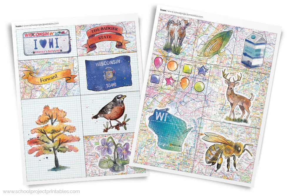 Minnesota State Report Clip Art Icon Symbols Set - School Project ...