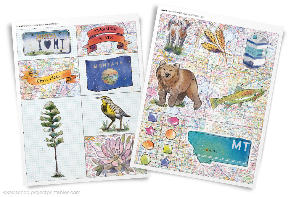 Minnesota State Report Clip Art Icon Symbols Set - School Project ...