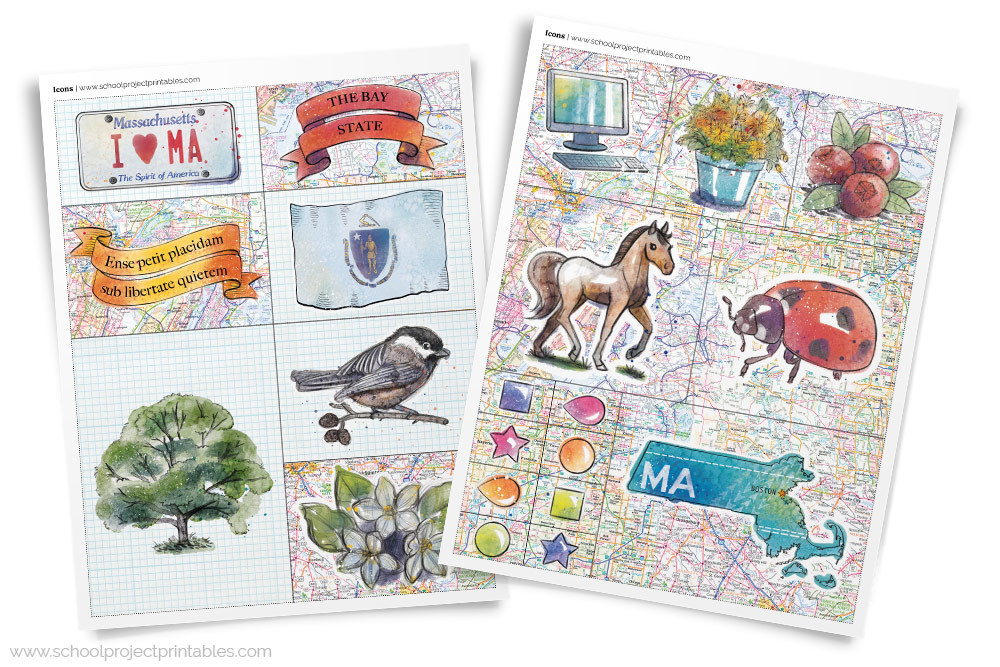 Minnesota State Report Clip Art Icon Symbols Set - School Project ...