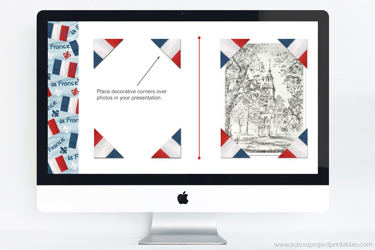 France PowerPoint Template Theme - School Project Printables