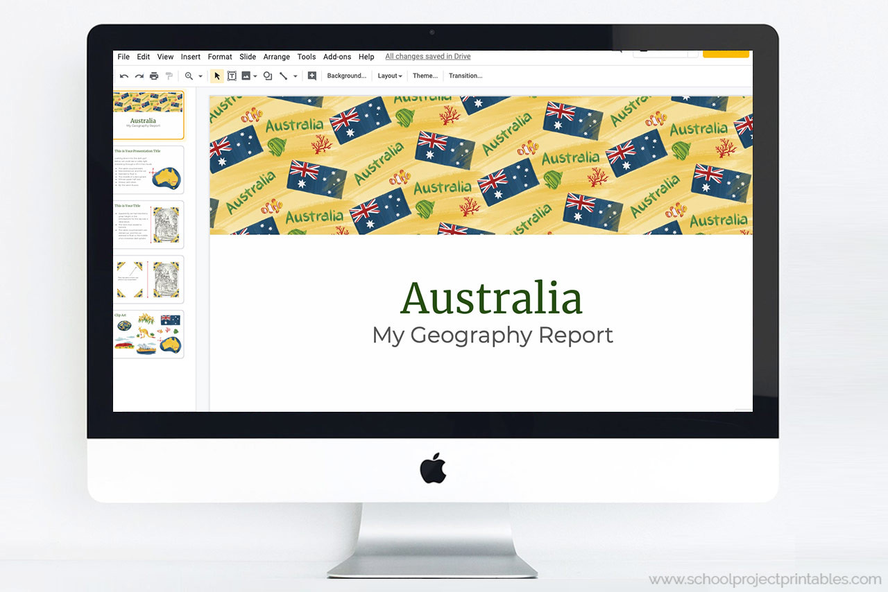 Australia PowerPoint Template Theme - School Project Printables