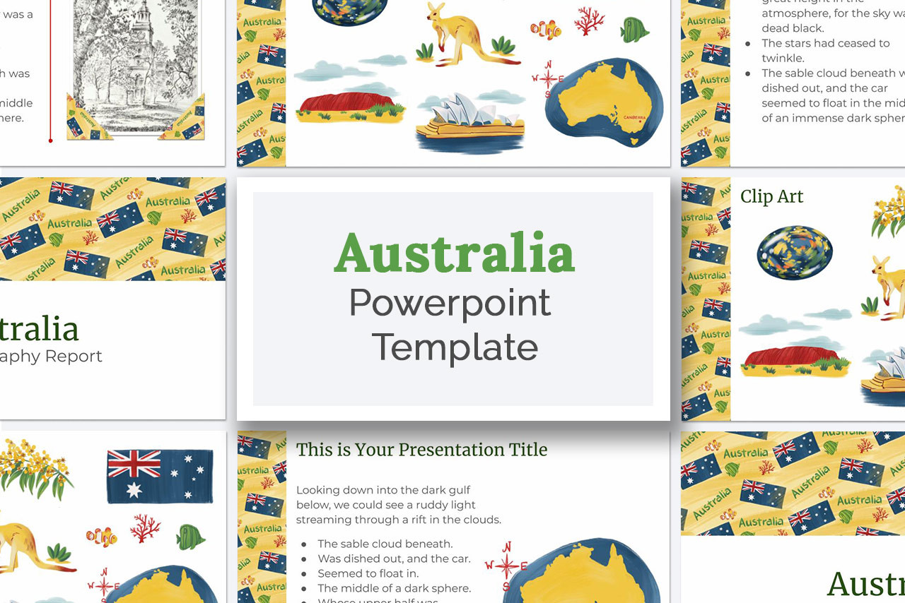 Australia PowerPoint Template Theme - School Project Printables