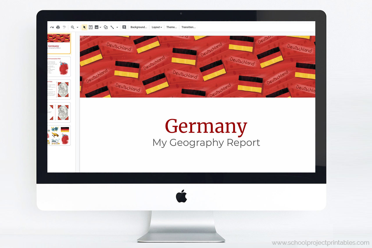 Germany PowerPoint Template Theme - School Project Printables