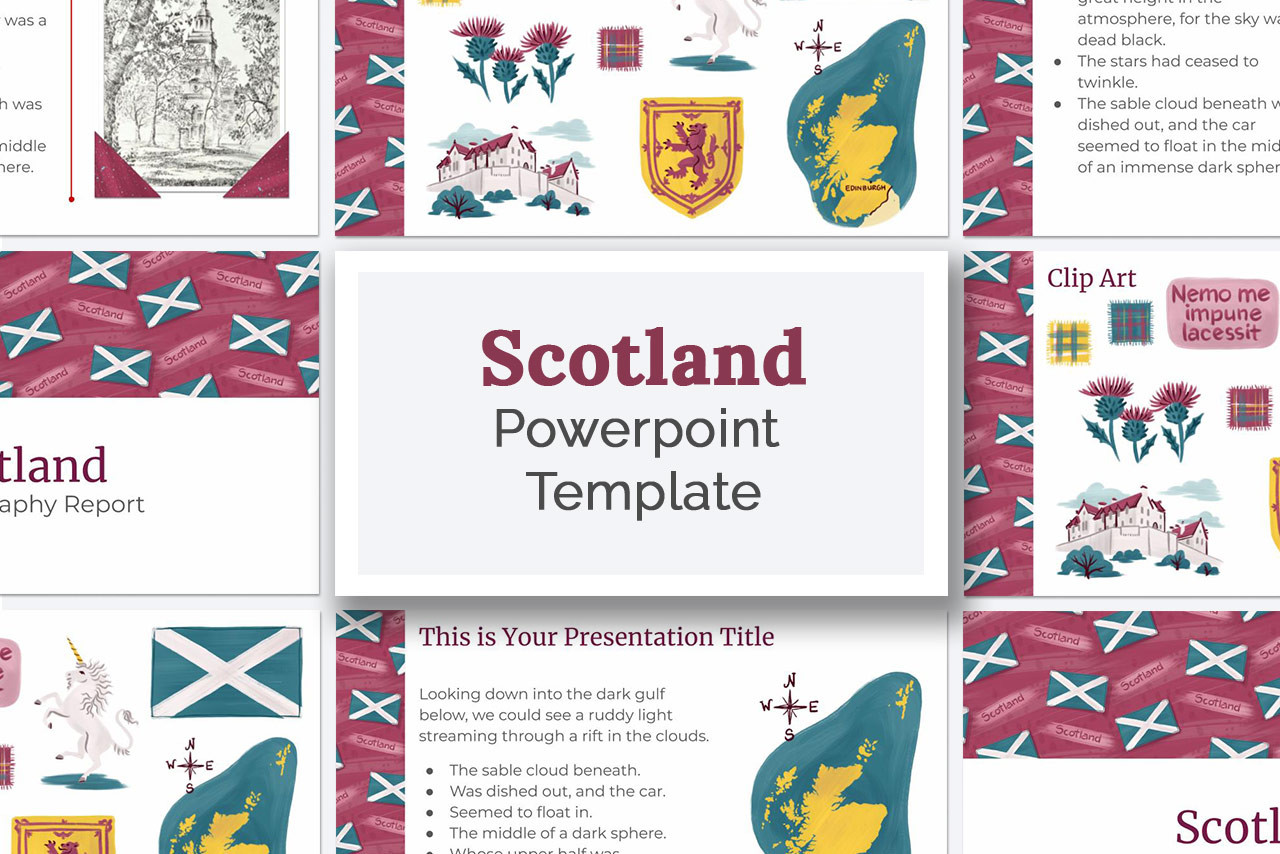 Scotland PowerPoint Template Theme - School Project Printables