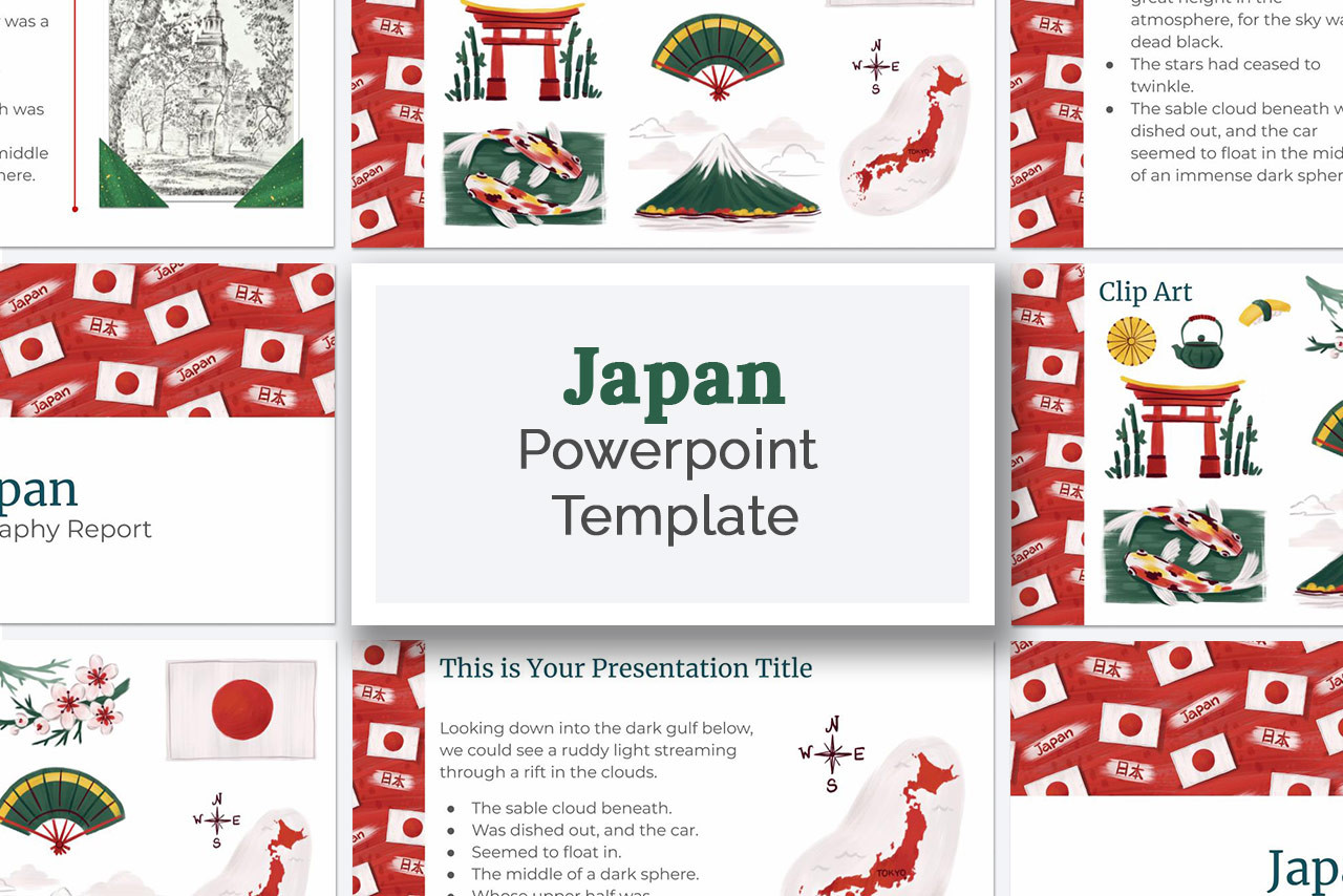 Japan PowerPoint Template Theme - School Project Printables