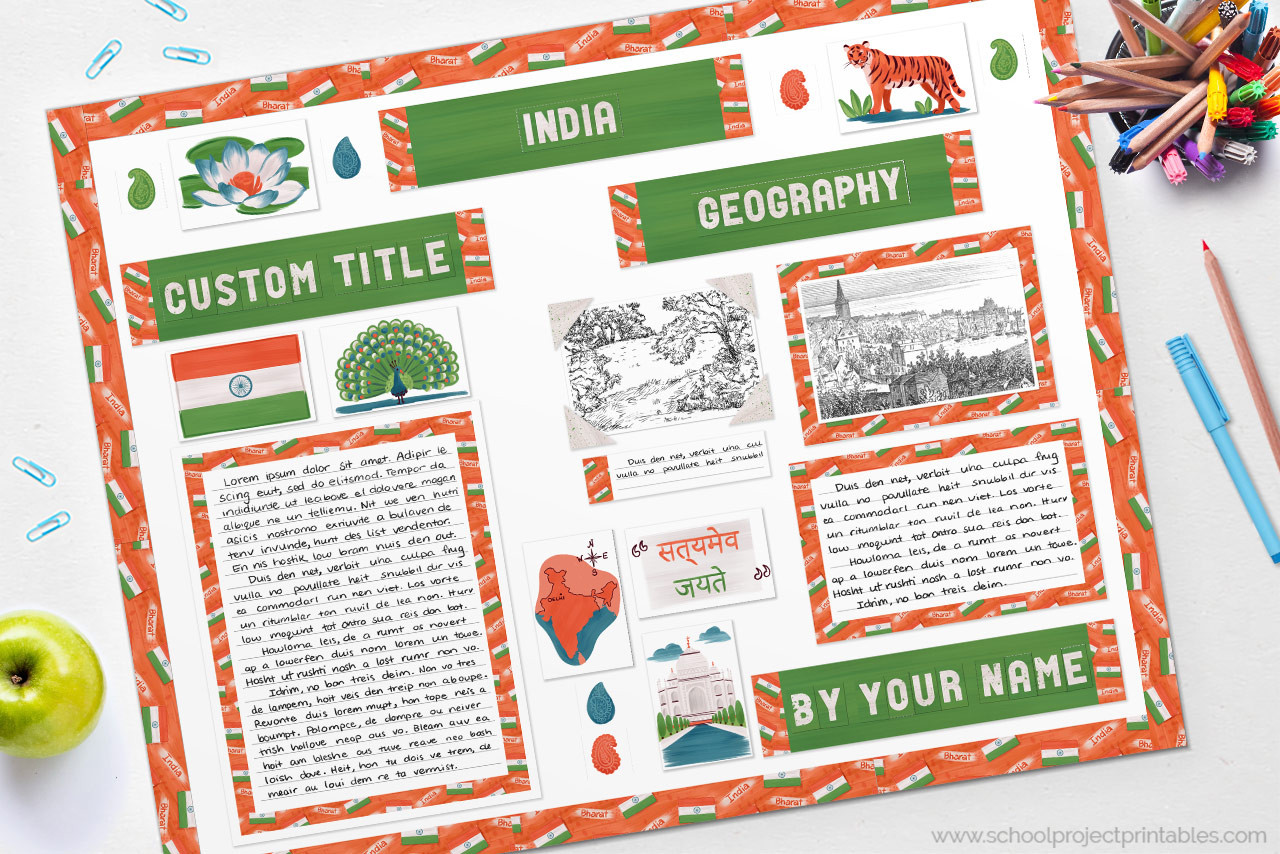 India Display Board Poster Project Kit - School Project Printables