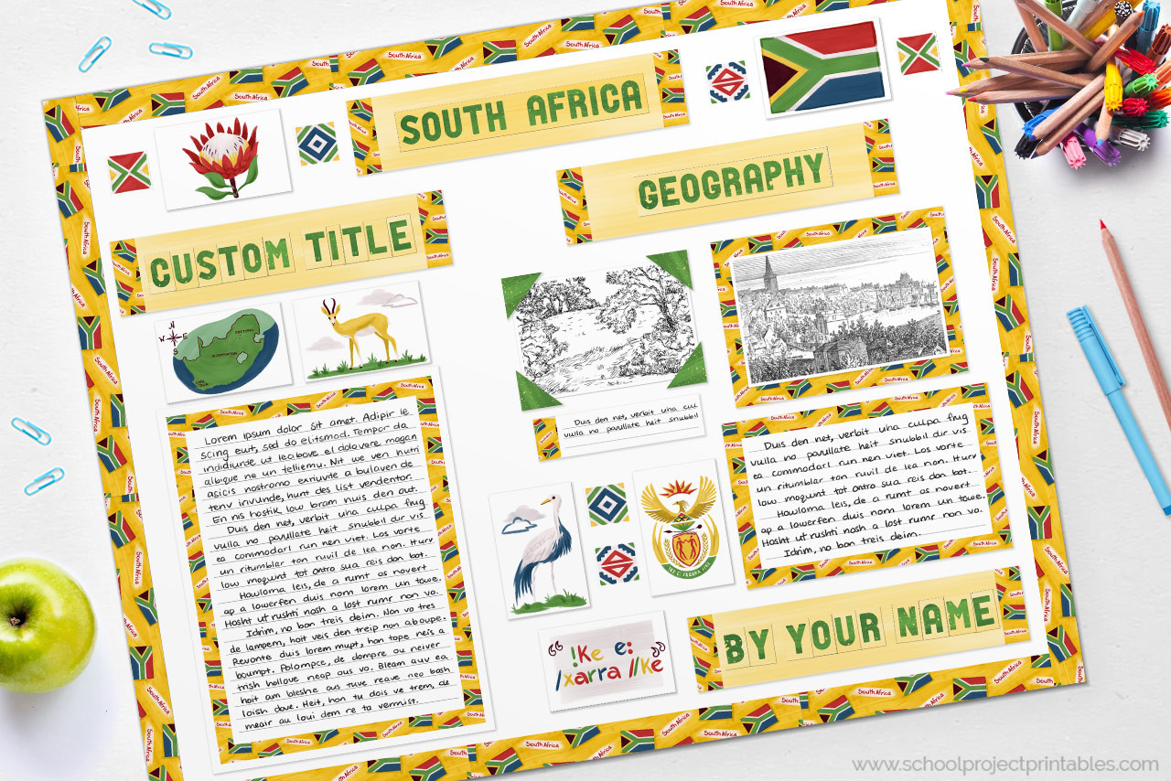 South Africa Display Board Poster Project Kit - School Project Printables