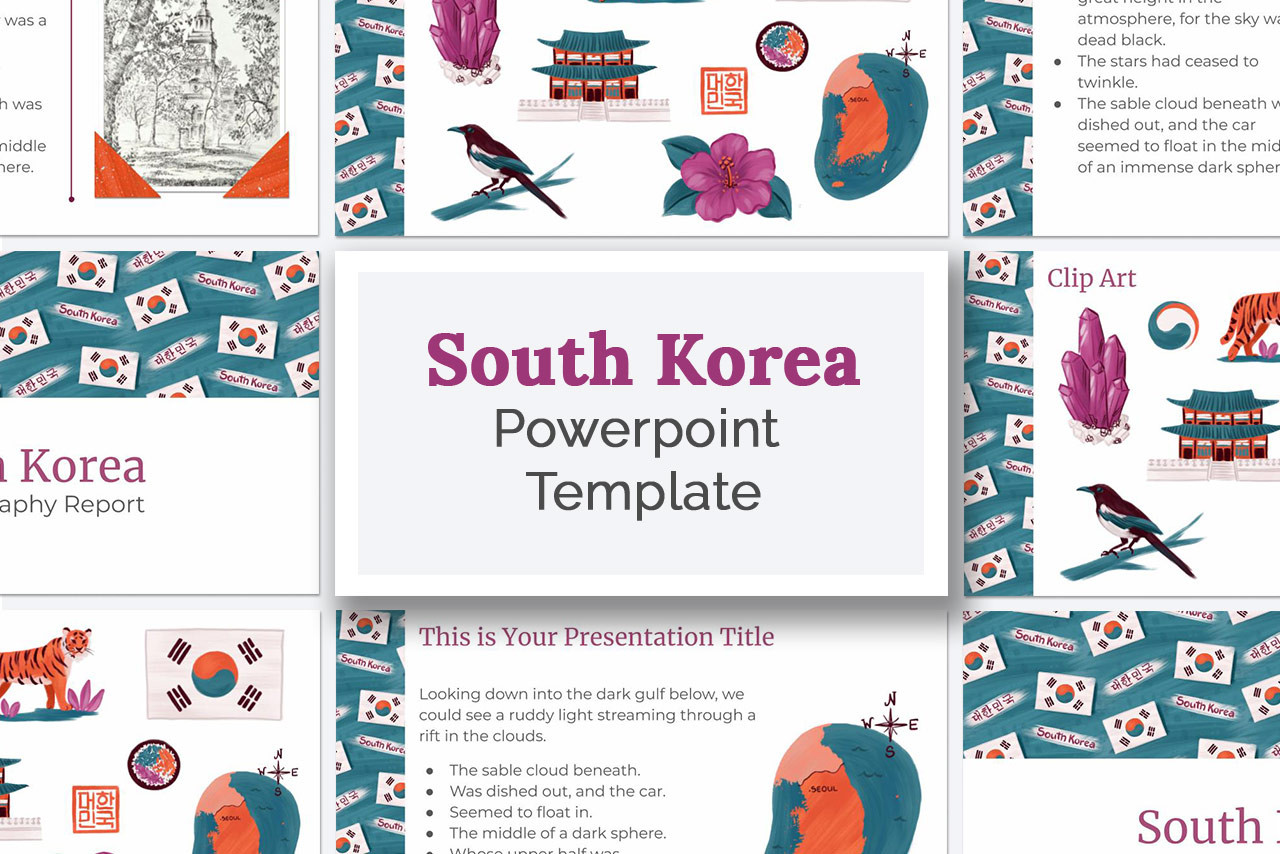 South Korea PowerPoint Template Theme - School Project Printables