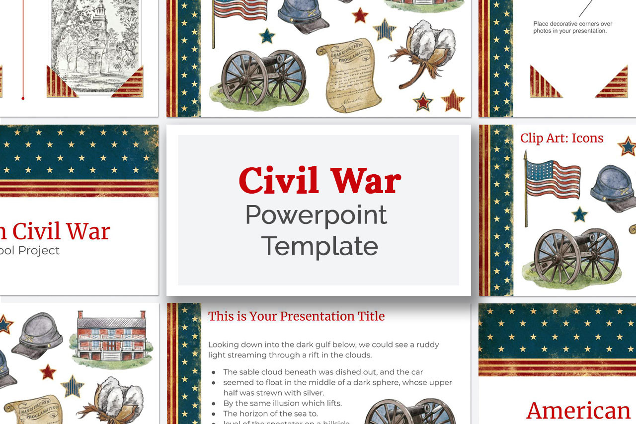 American Civil War PowerPoint Template Theme (Download) - School ...