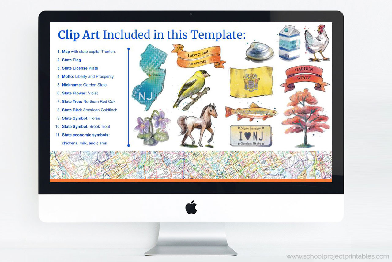 New Jersey State PowerPoint Template Theme - School Project Printables