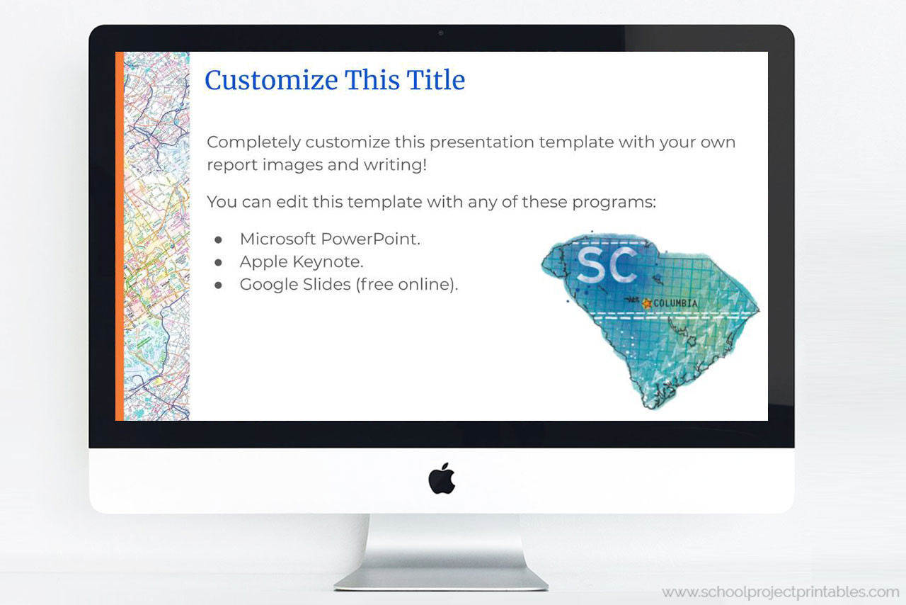 South Carolina State PowerPoint Template Theme - School Project Printables