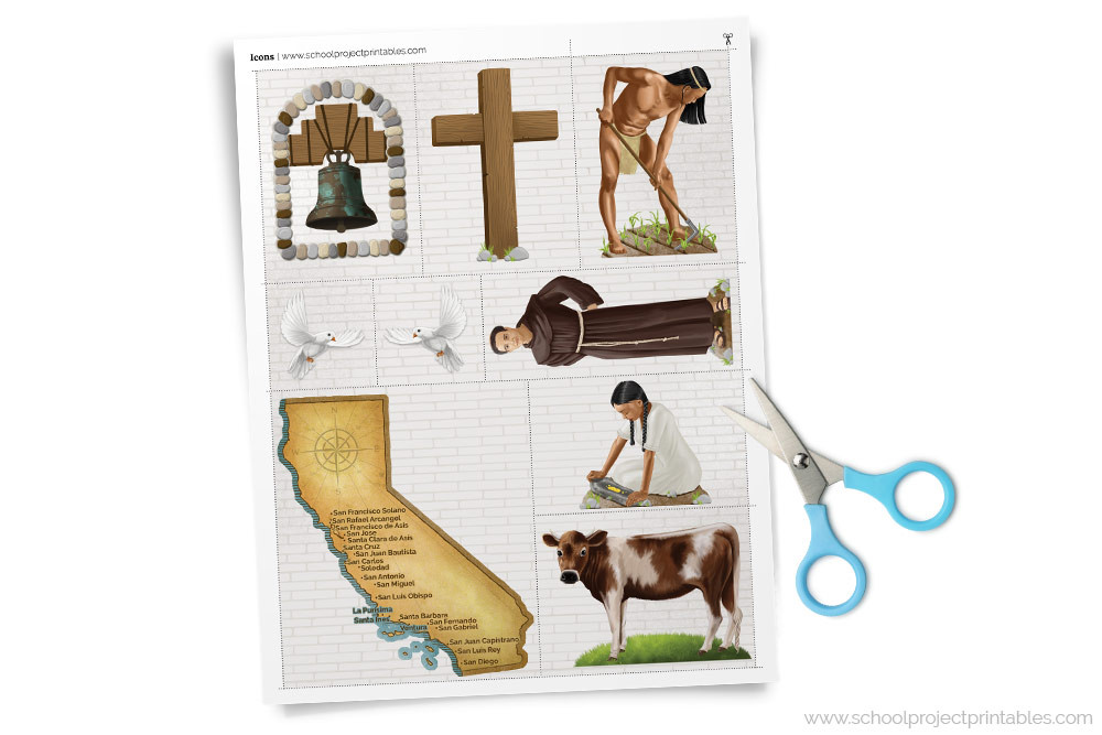 California Missions Project Clip Art Icon Symbols Set - School Project ...